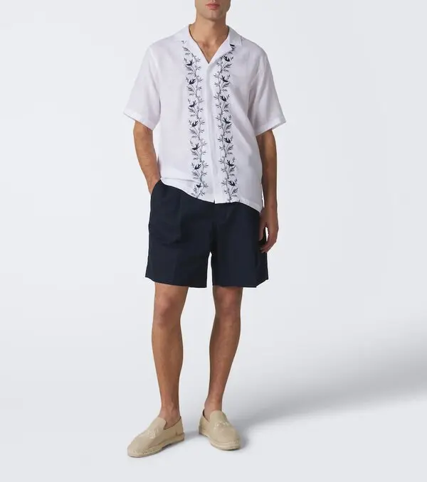 Orlebar Brown Maitan Embroidered Linen Shirt