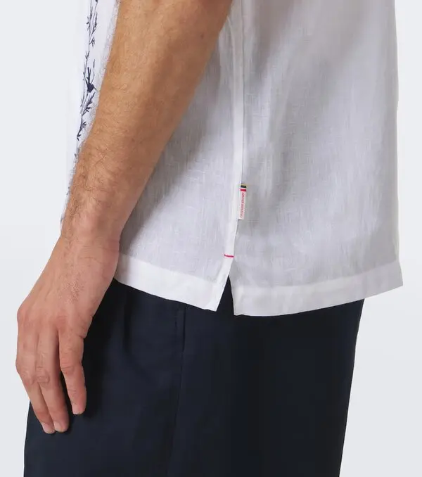 Orlebar Brown Maitan Embroidered Linen Shirt