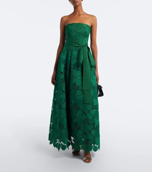 Elie Saab Bow-detail Guipure Lace Bustier Gown