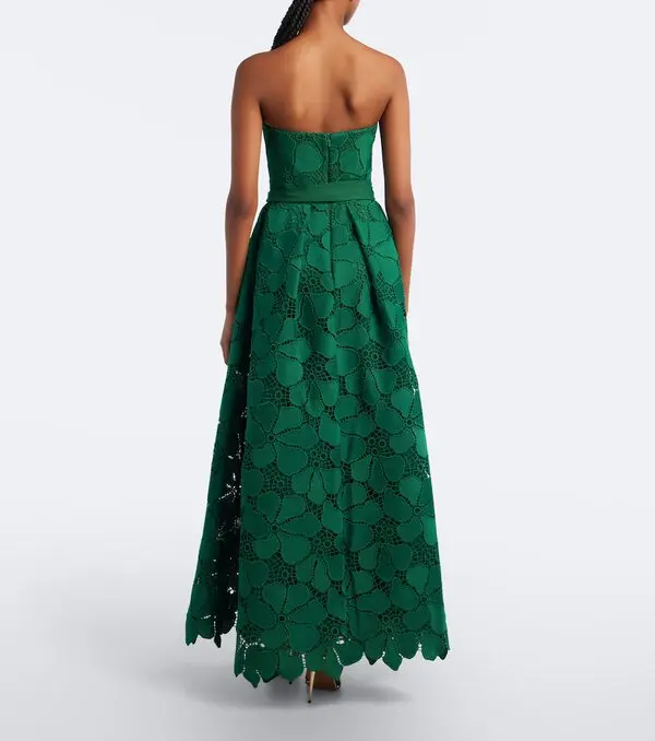 Elie Saab Bow-detail Guipure Lace Bustier Gown