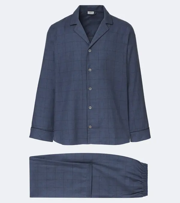 Zimmerli Prince Of Wales Cotton And Wool Pajamas - Blue