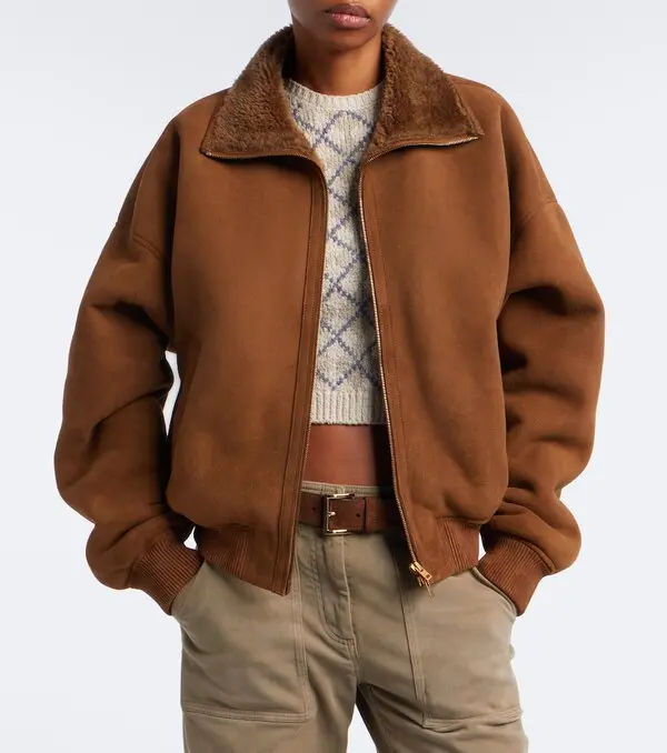 Acne Studios Shearling-lined Suede Bomber Jacket