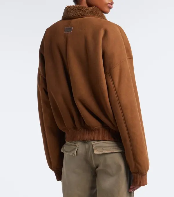Acne Studios Shearling-lined Suede Bomber Jacket - Brown