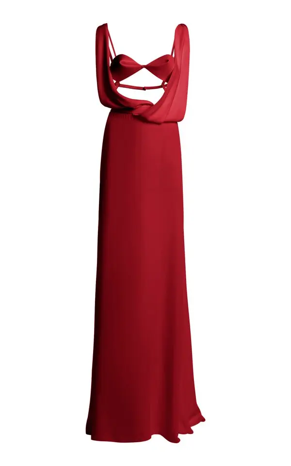 TOM FORD Washed Silk Georgette Evening Maxi Dress - Red