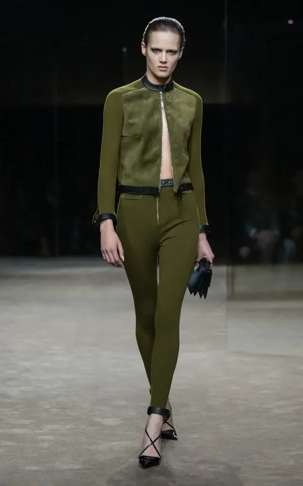 TOM FORD Fitted Cashmere-leather Biker Jacket - Dark Green