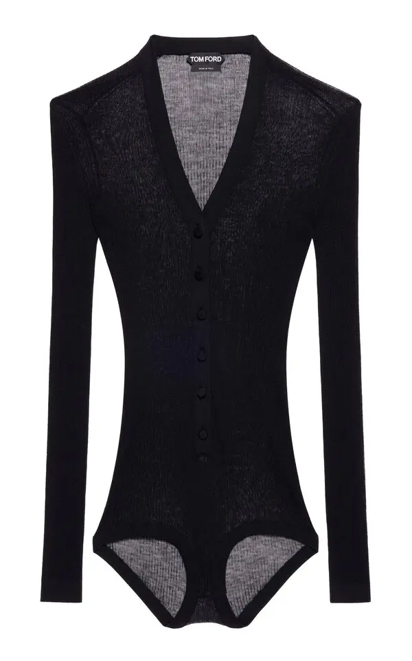 TOM FORD Fitted Silk-blend Bodysuit - Black