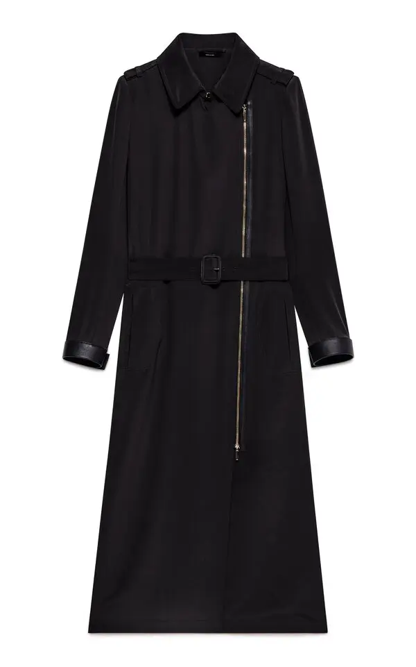 TOM FORD Silk Fluid Zip-front Trench Coat - Black
