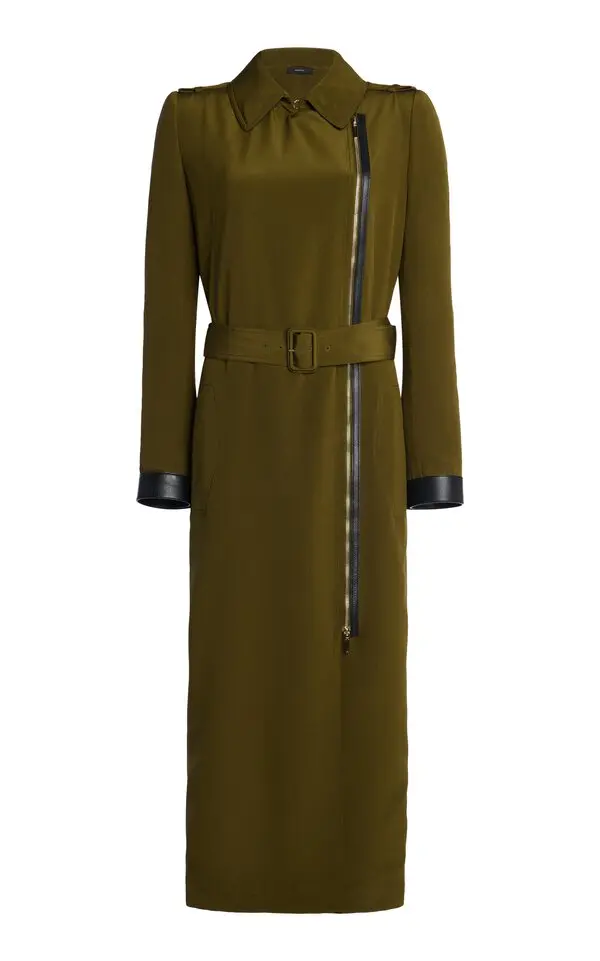 TOM FORD Silk Fluid Zip-front Trench Coat - Olive