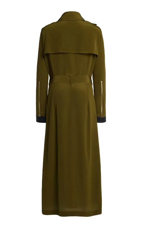 TOM FORD Silk Fluid Zip-front Trench Coat - Olive