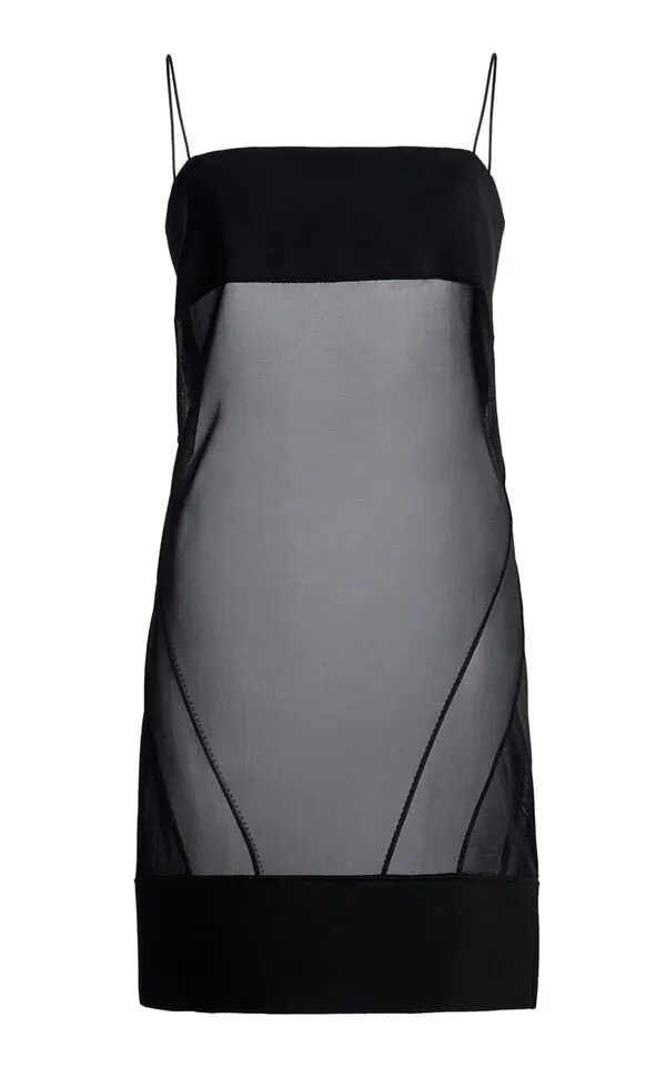 TOM FORD Fine Sheer Silk-blend Mini Slip Dress - Black