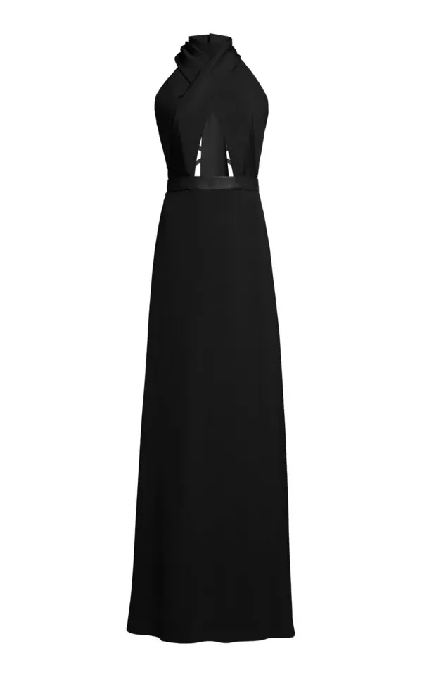 TOM FORD Round Silk Sablé Evening Maxi Dress - Black