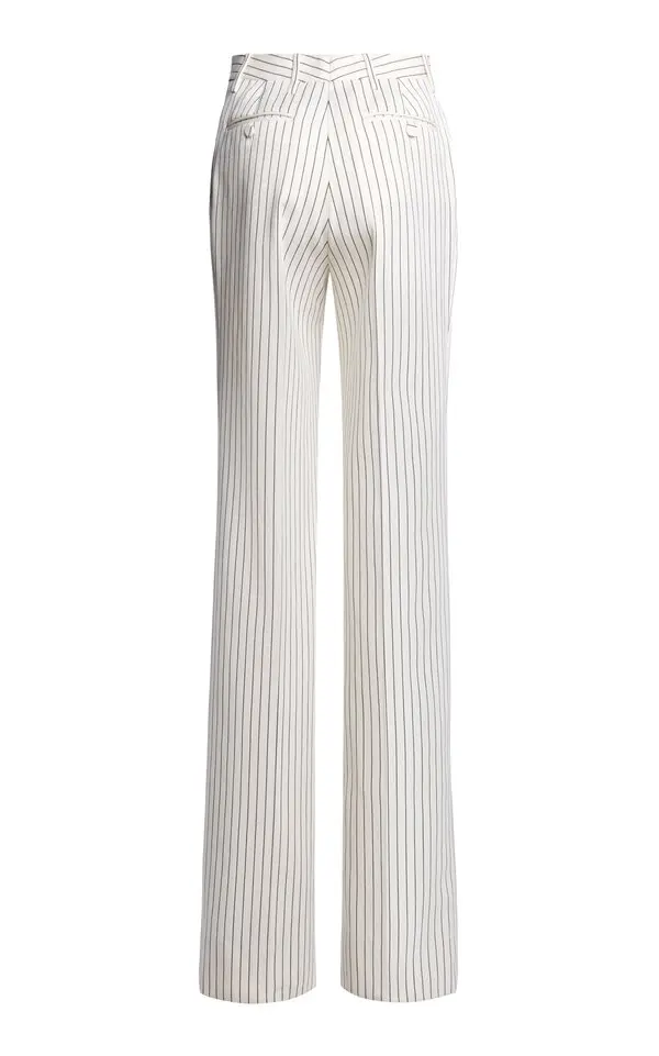 TOM FORD Striped Tailored Straight Boyfriend Wool Pants