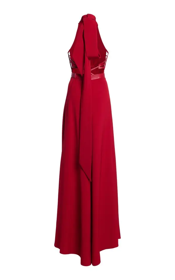 TOM FORD Round Silk Sablé Open-back Evening Maxi Dress