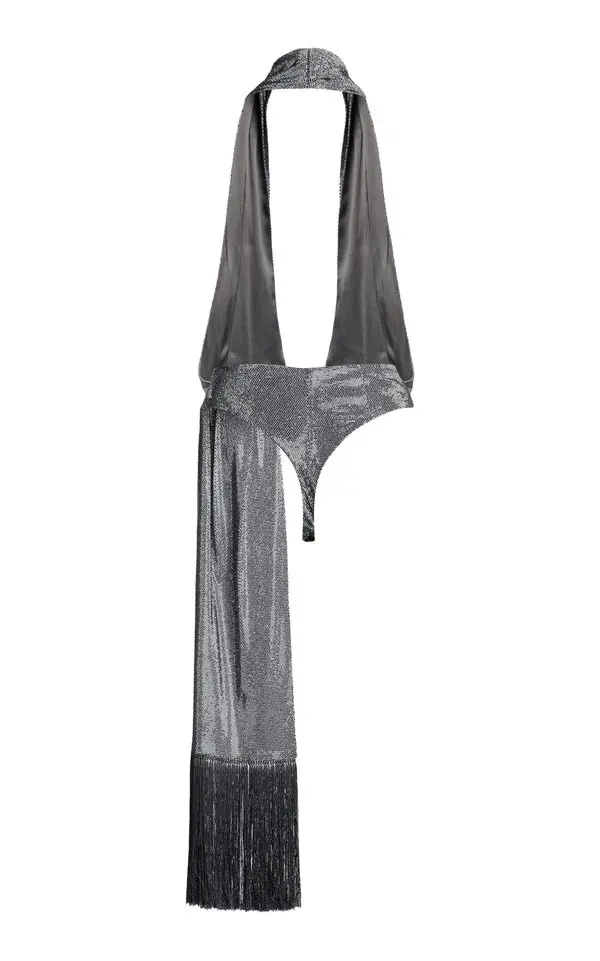 TOM FORD Crystal-embroidered Sheer Bodysuit