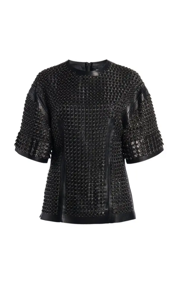 TOM FORD Embroidered Nappa Lambskin Mini Dress - Black