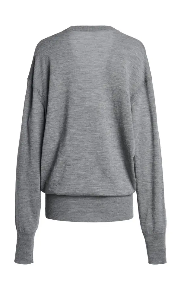 TOM FORD Masculine Fit Wool V-neck Knit - Grey