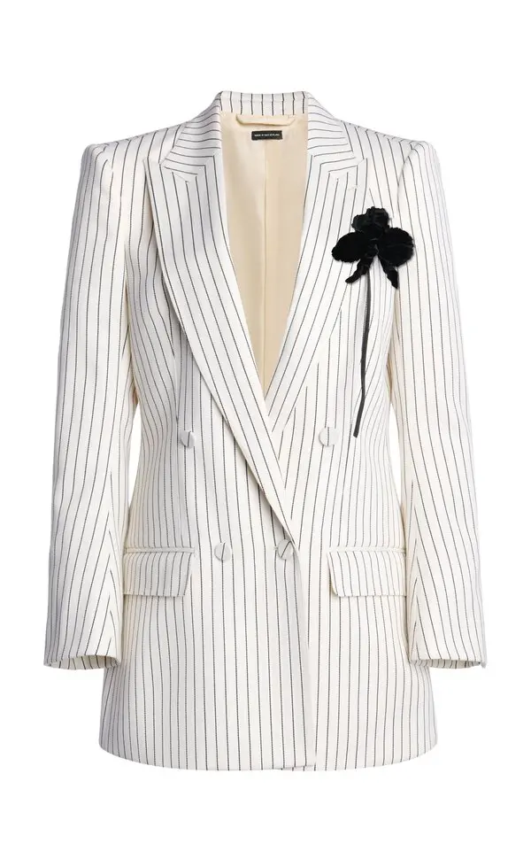 TOM FORD Striped Relaxed Double-breasted Wool Blazer - Stripe