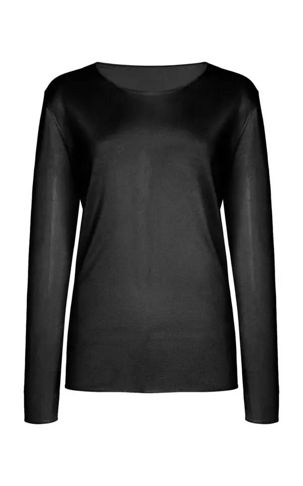 TOM FORD Sheer Silk Crewneck Long-sleeve T-shirt - Black