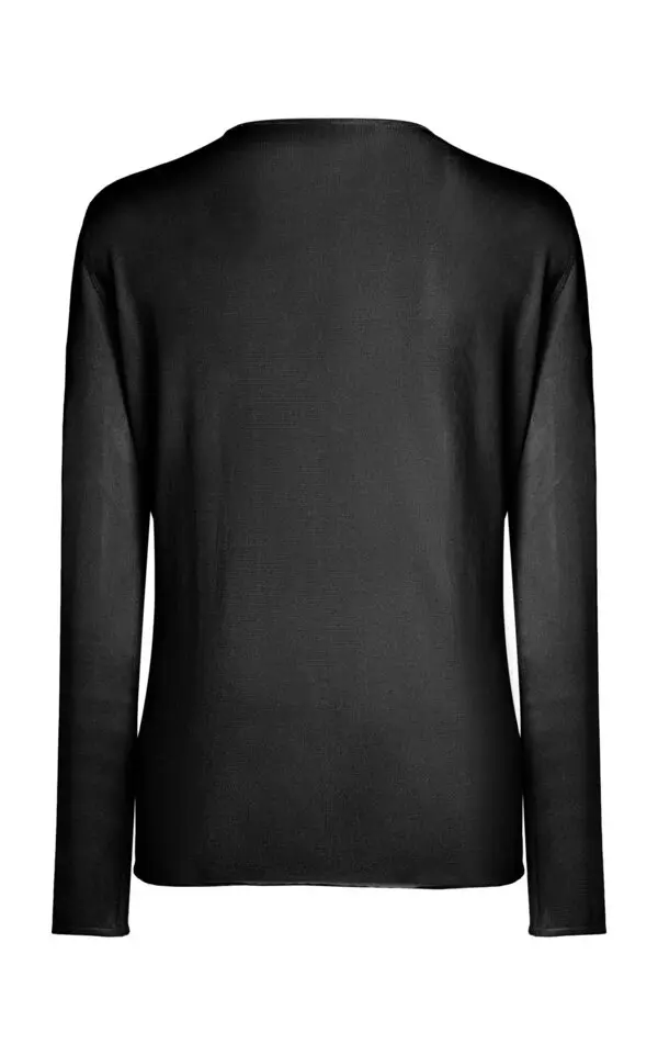 TOM FORD Sheer Silk Crewneck Long-sleeve T-shirt - Black