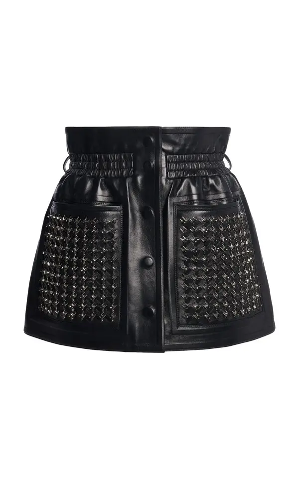 TOM FORD Embroidered Nappa Lambskin Mini Skirt - Black