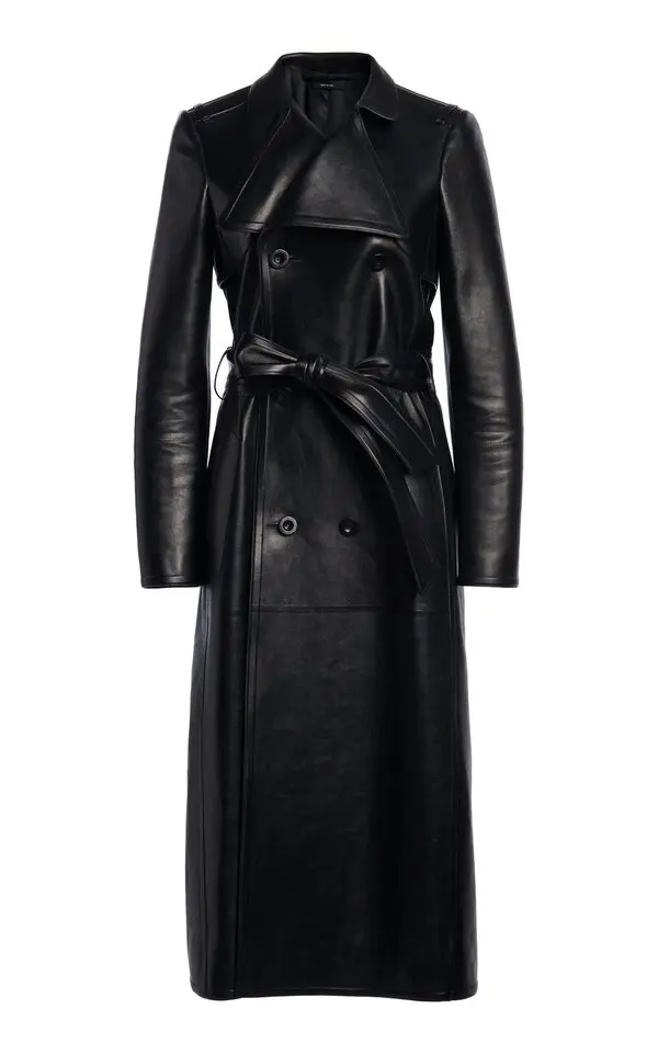 TOM FORD Phantom Nappa Lambskin Long Trenchcoat - Black