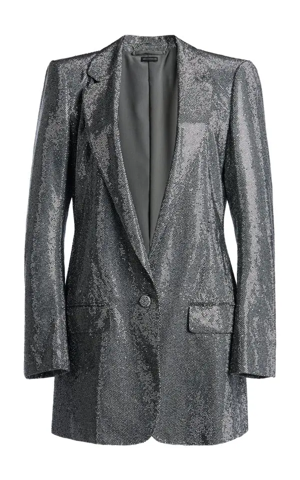 TOM FORD Crystal-embroidered Cotton-silk Blazer - Silver
