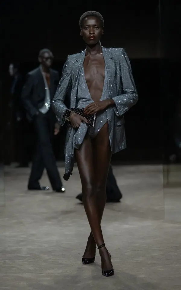 TOM FORD Crystal-embroidered Sheer Thong Bodysuit