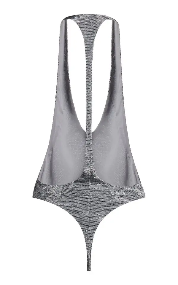 TOM FORD Crystal-embroidered Sheer Thong Bodysuit