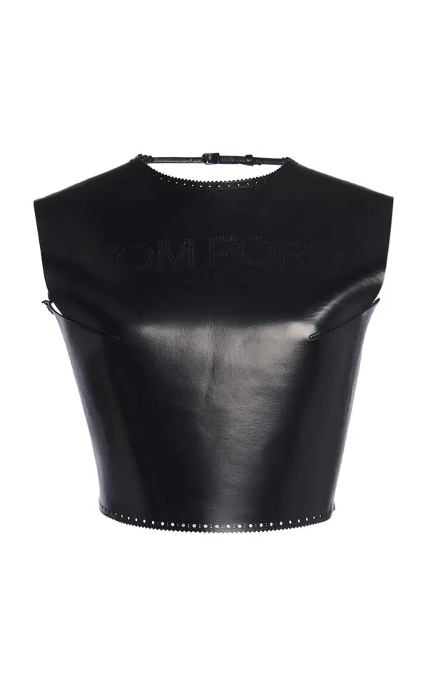 TOM FORD Nappa Lambskin Open Back Top - Black