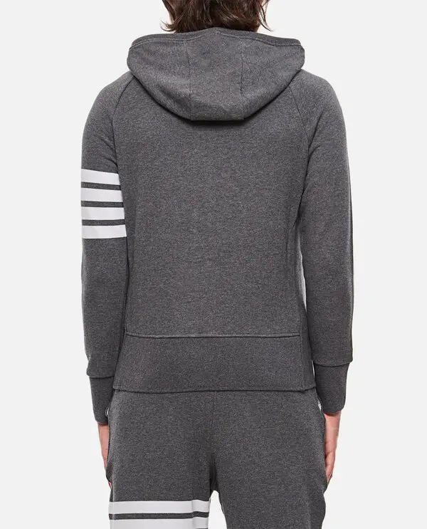 Thom Browne Classic Full Zip Hoodie In Classic Loopback W/ Engineered Bar