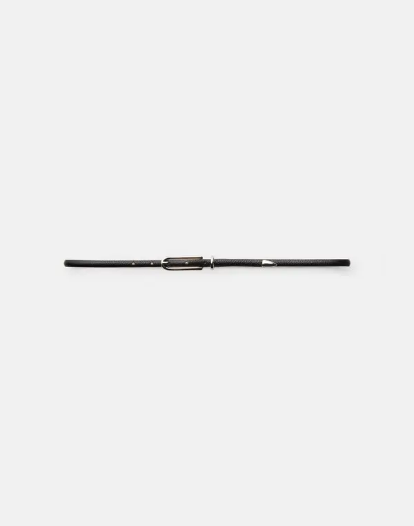 Lafayette 148 New York Nappa Leather Skinny Pyramid Belt - Black