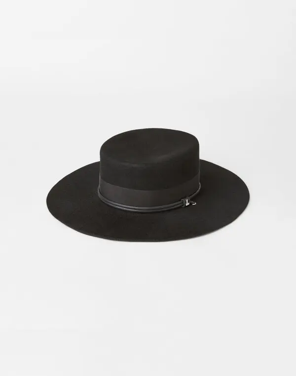 Lafayette 148 New York Hand Shaped Felt Wide Brim Hat - Black