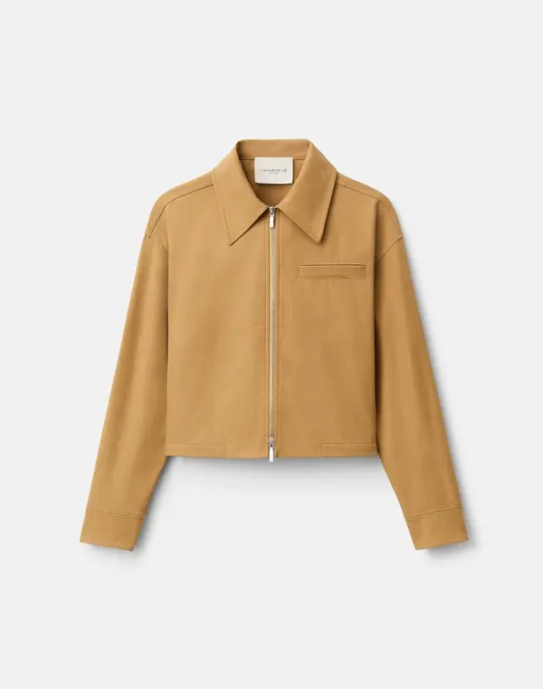 Lafayette 148 New York Stretch Cotton Twill Cropped Jacket - Wheat