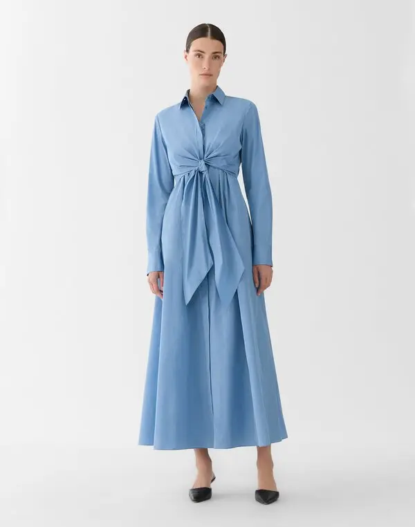 Lafayette 148 New York Taffeta Wrap Shirt Dress - Slate