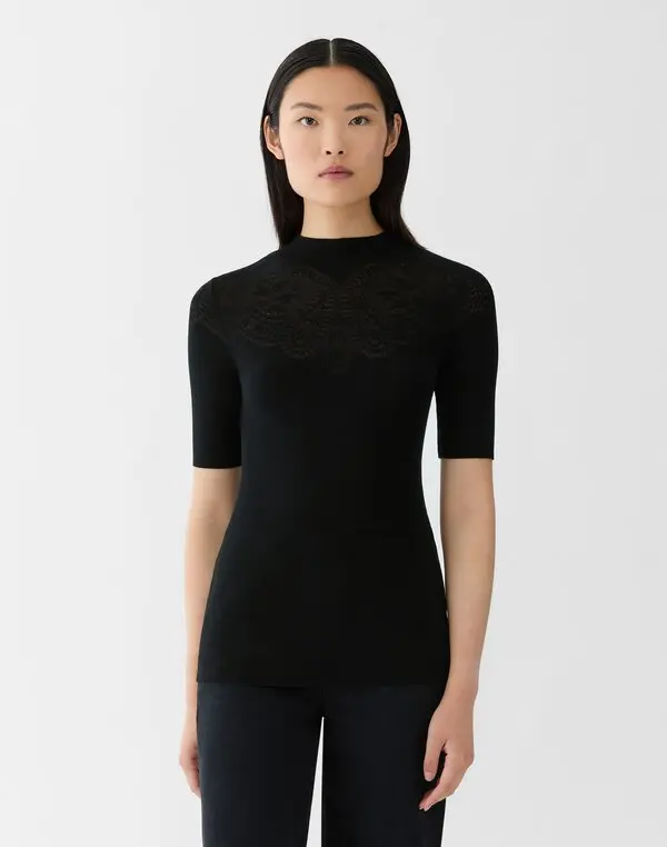 Lafayette 148 New York Paisley Merino Wool Illusion Sweater