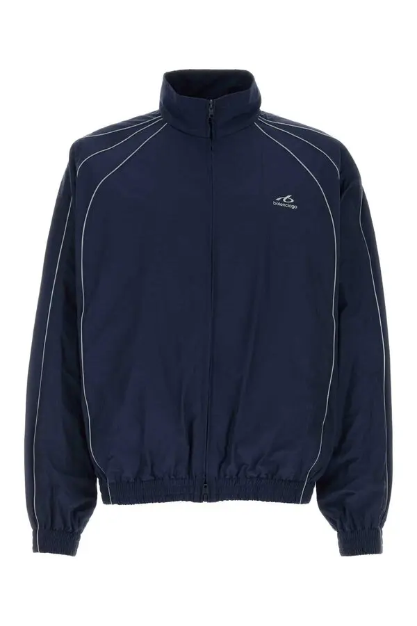 Balenciaga Navy Cotton And Nylon Jacket - Blue