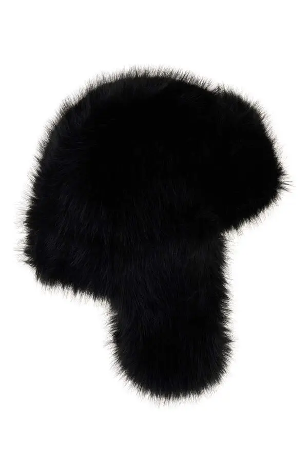 Stella McCartney Eco Fur Aviator Hat - Black
