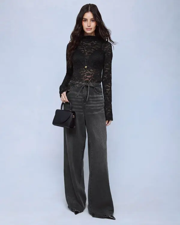 Splendid Skyler Stretch Lace Turtleneck - Wicker