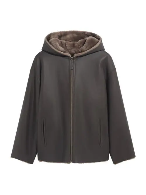 Gerard Darel Fani Hooded Zip Front Coat