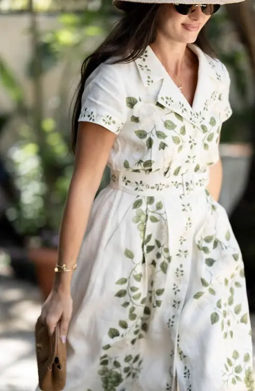 HERMOZA Lucy Belted Midi Collar Dress
