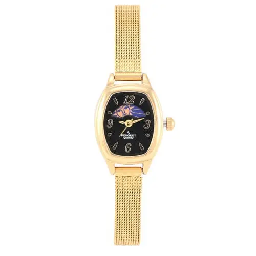 PEUGEOT Vintage Sun Moon Mesh Bracelet Watch- 30x20mm - Black