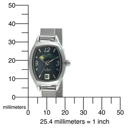 PEUGEOT Vintage Sun Moon Mesh Bracelet Watch- 30x20mm - Blue