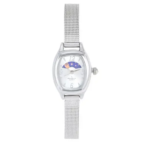 PEUGEOT Vintage Sun Moon Mesh Bracelet Watch- 30x20mm - Silver