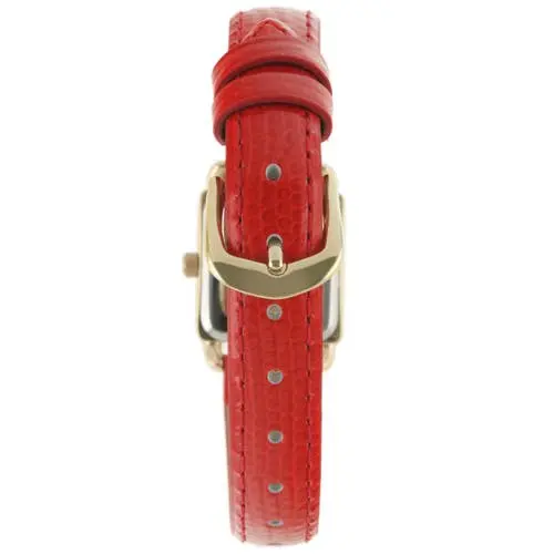PEUGEOT Small Face Crystal Markers Glossy Leather Watch- 20mm - Red