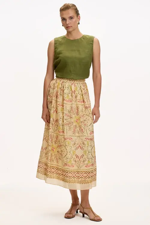EXQUISE Cachet Lined Woven Midi Skirt
