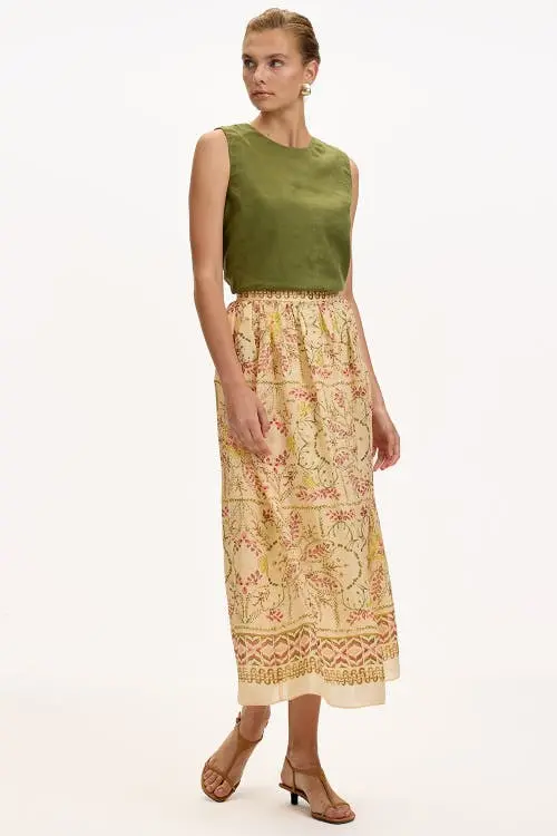 EXQUISE Cachet Lined Woven Midi Skirt