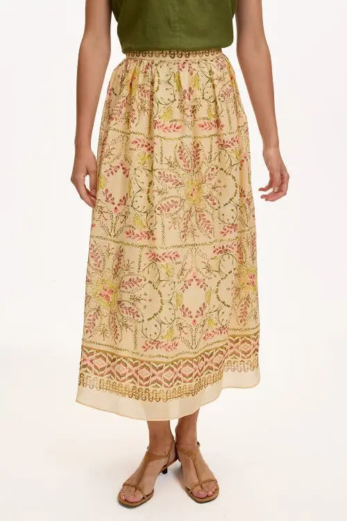 EXQUISE Cachet Lined Woven Midi Skirt