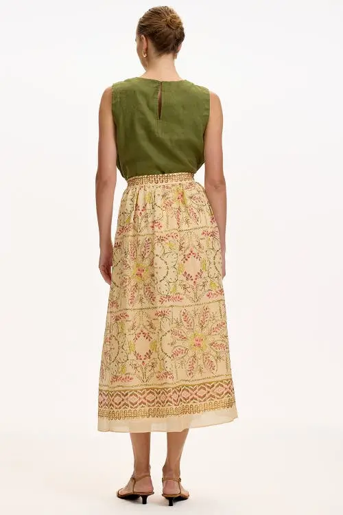 EXQUISE Cachet Lined Woven Midi Skirt