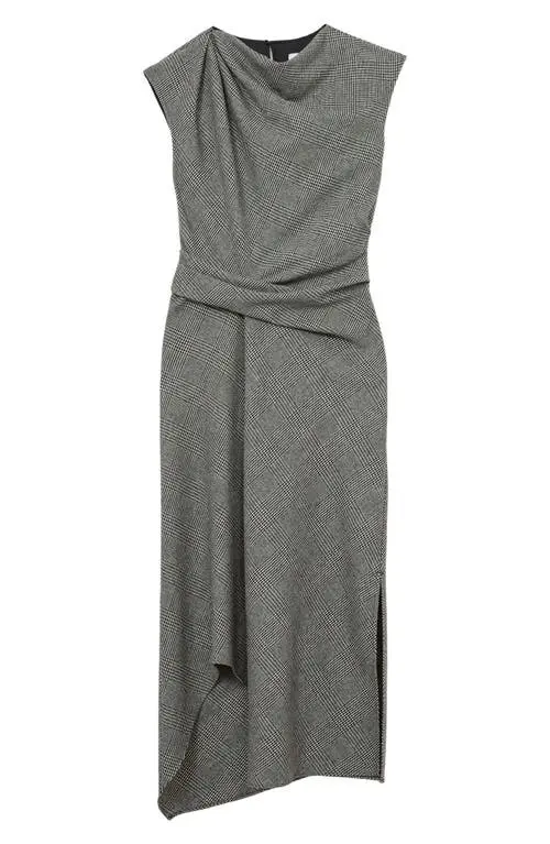 REISS Clara Wool Blend Check Midi Dress