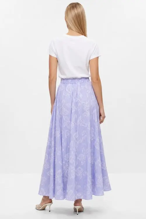 EXQUISE Cut Jacquard A Line Midi Skirt With Pockets